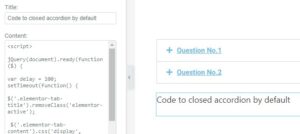 How to Make Accordion Closed by Default Elementor